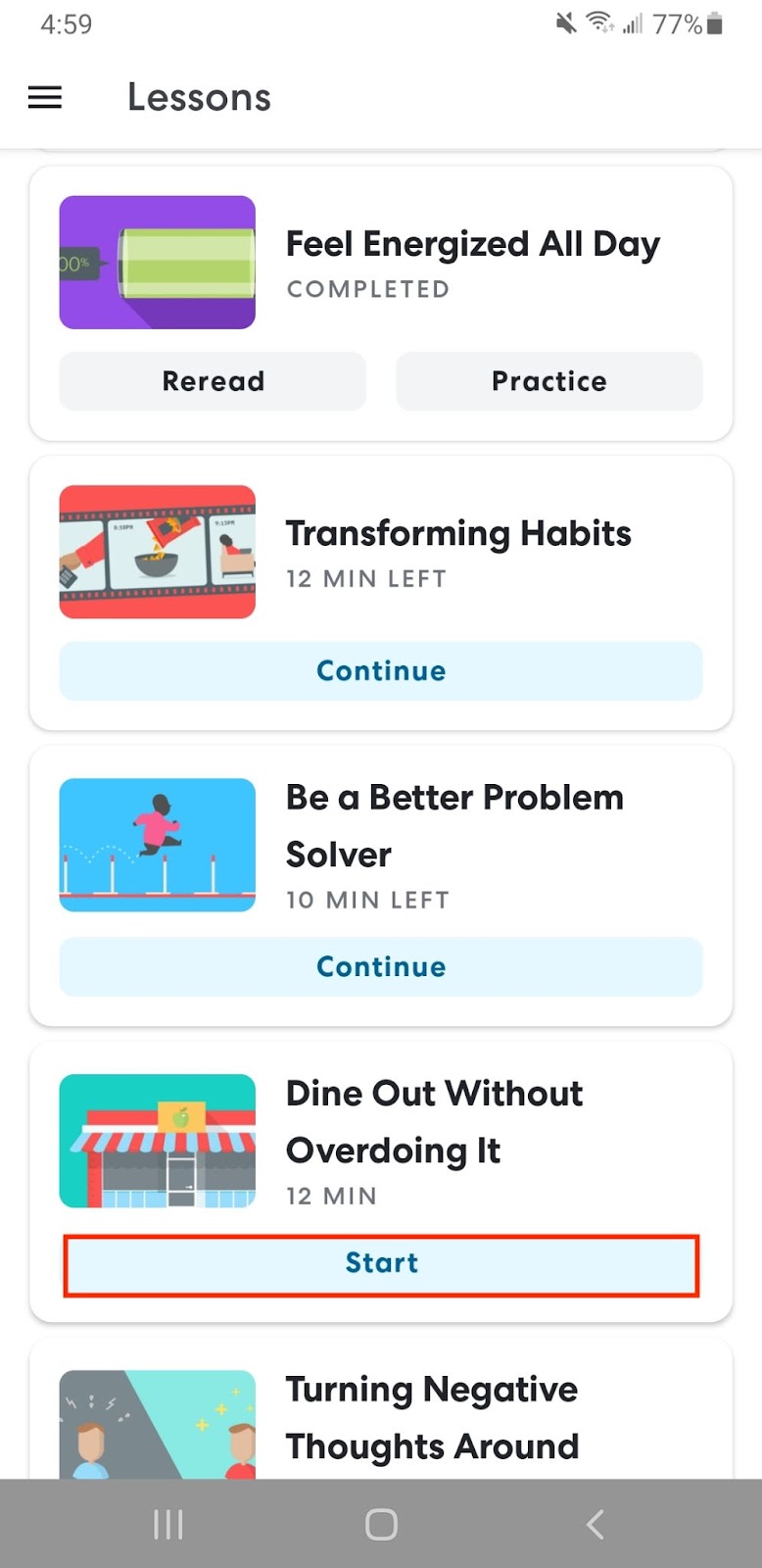 For Android: How do I view and complete a lesson? – Omada Health